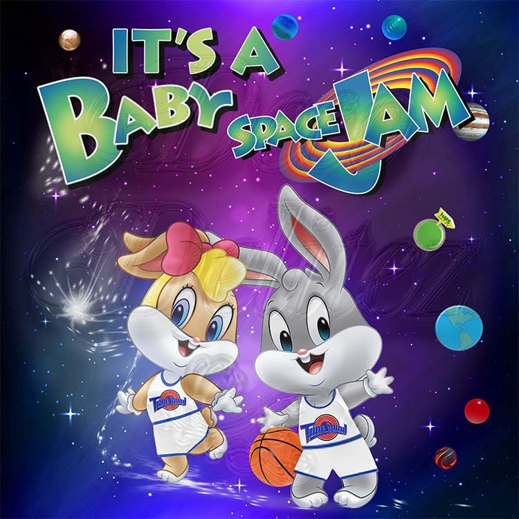 Baby Space Jam Backdrop: Custom Birthday Party Decoration; Children's ...