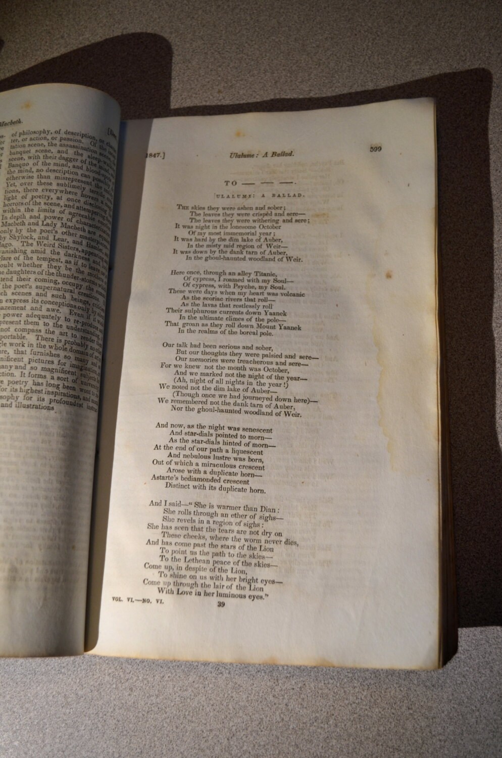 First Edition of Ulalume by Edgar Allan Poe in the American Review ...