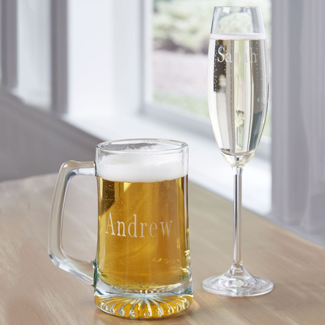 His and Her Toasting Set | Bride Groom Flute and Mug | Toasting Mug and ...