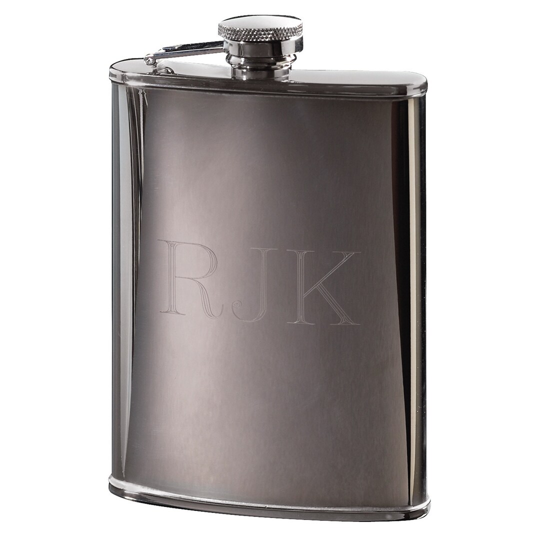 Polished Gunmetal Flask | Personalized Flask | Engraved Flask | Unique ...