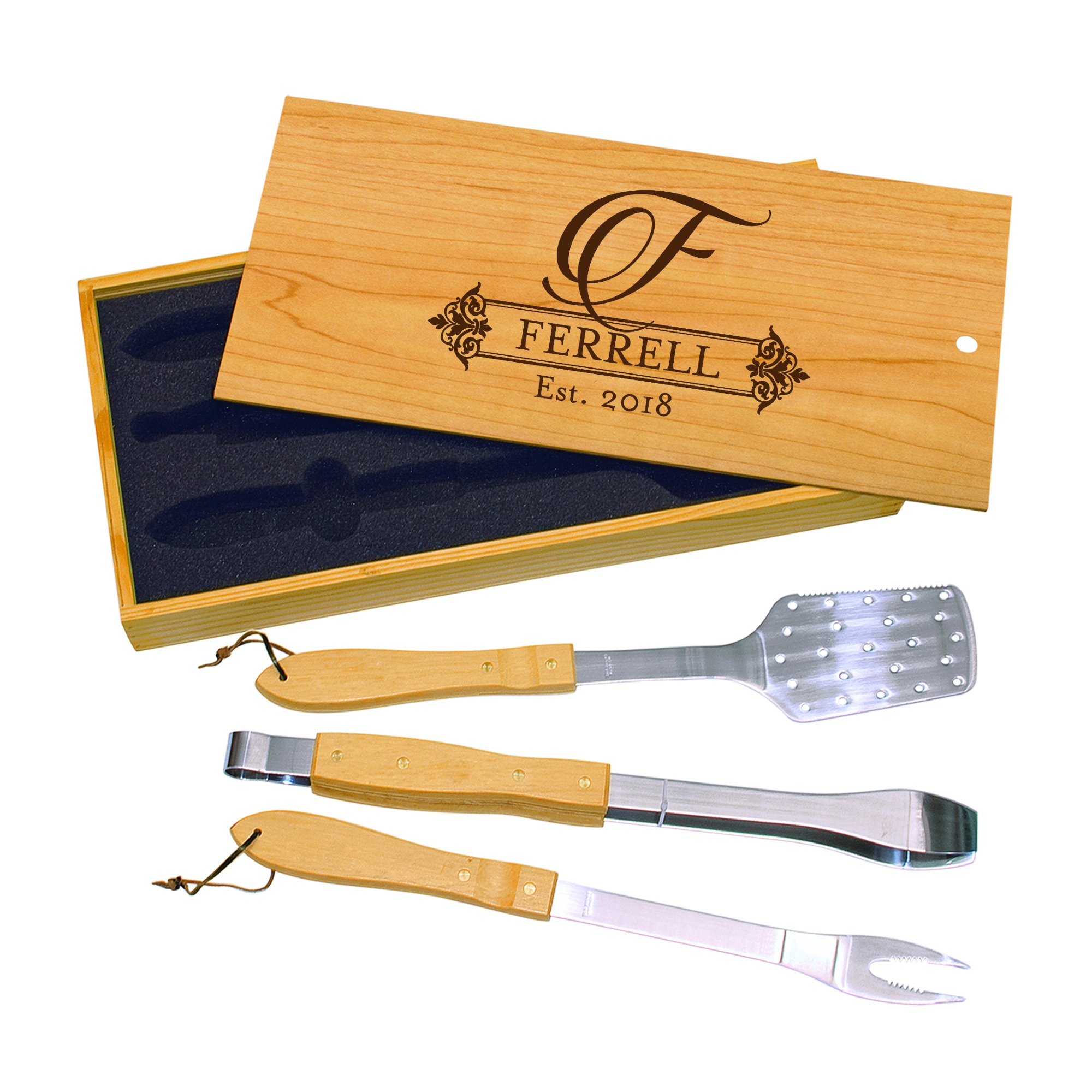 Custom 3 Piece BBQ Grill Set with Wooden Box BBQ Set | Etsy