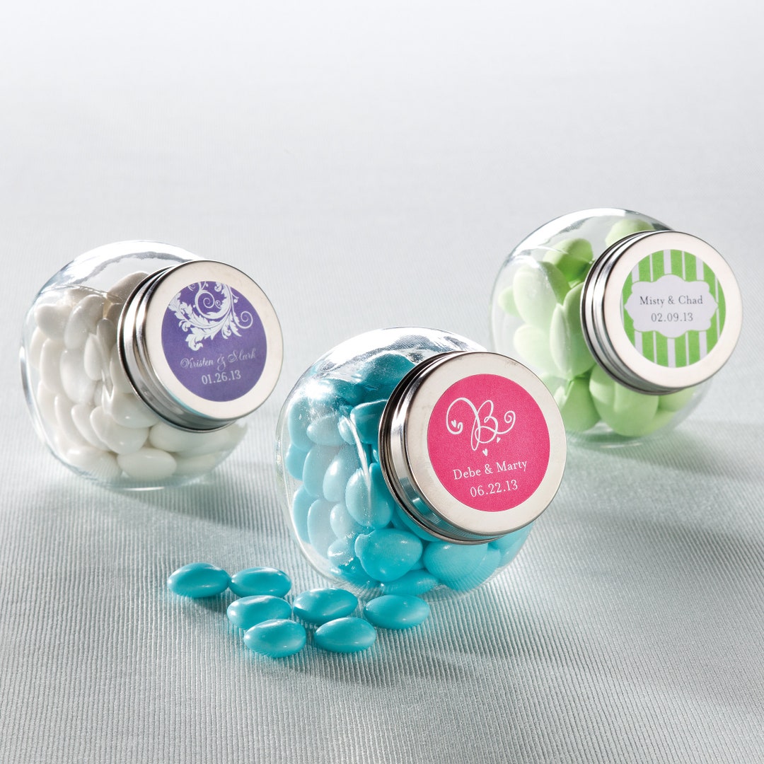 Wedding Favors | Glass Candy Jar With Personalized Label or Wedding ...