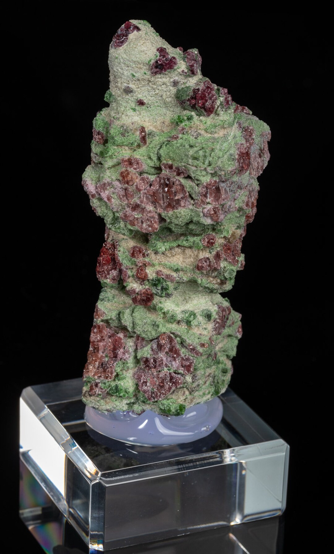 Garnet Pyrope Crystal With Chrome Diopside in Olivine Matrix With Stand ...