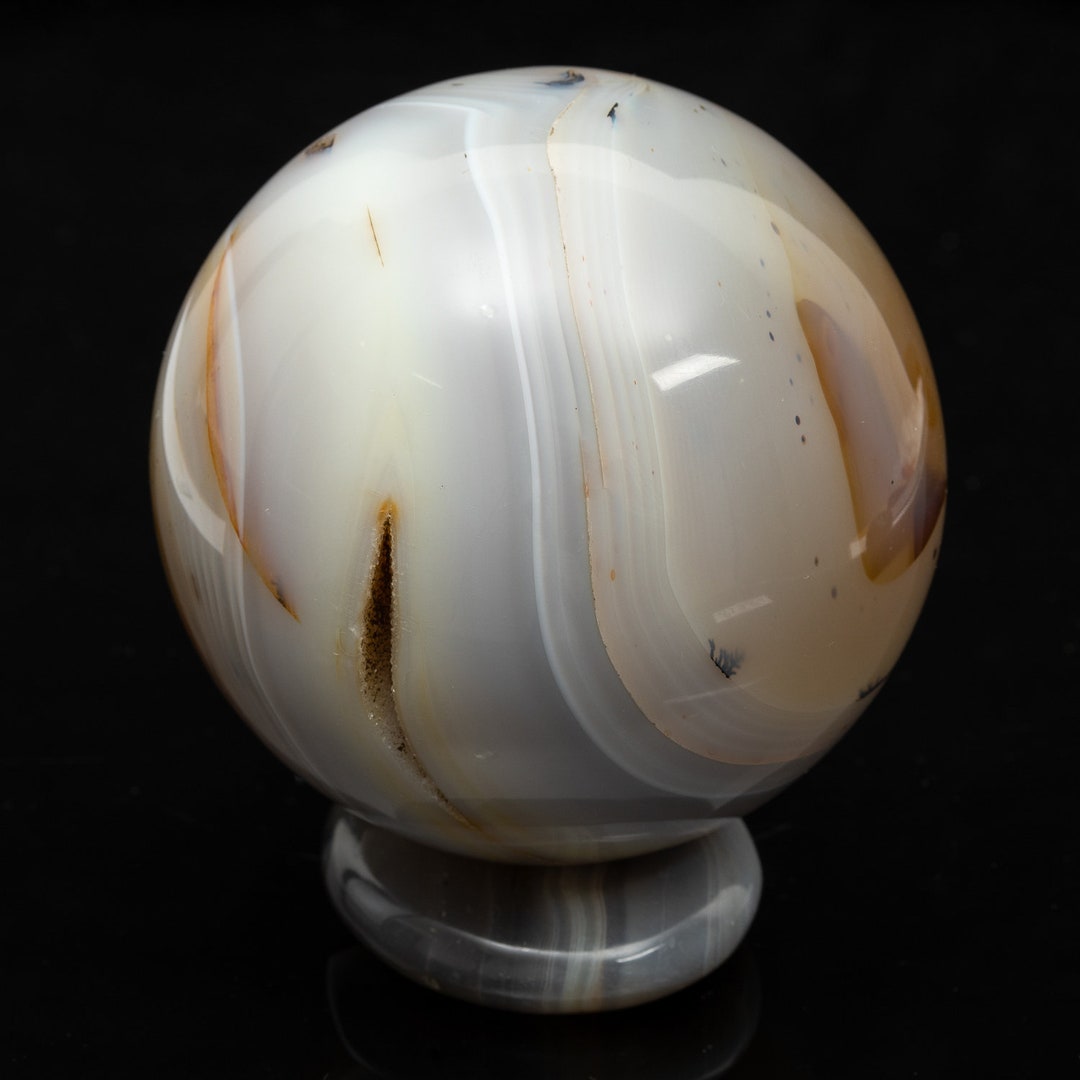 Large Banded AGATE Sphere Geode Stone With Stand 3.54 Inch Healing ...