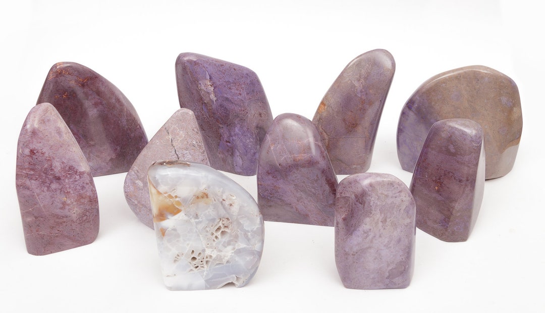 9x Rare PURPLE JADE Polished 1x Blue Chalcedony Freeform Stone 14.33 ...