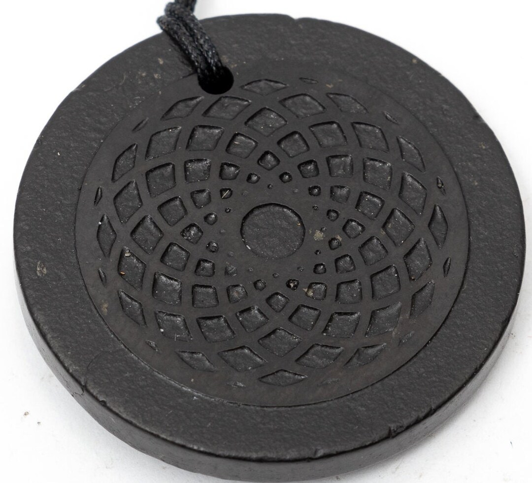 Authentic Shungite TORUS 3D Pendant Engraved Sacred Geometry Polished ...
