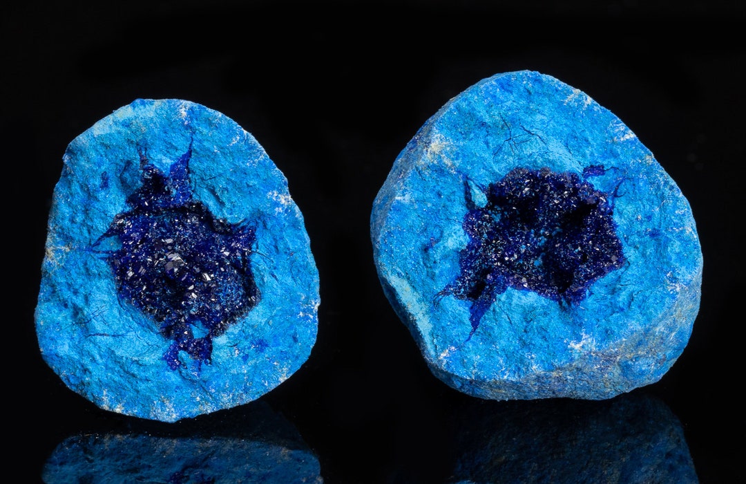 Pair Blue AZURITE Crystal Geode 0.49 Oz Worry Chakra Stone Specimen ...