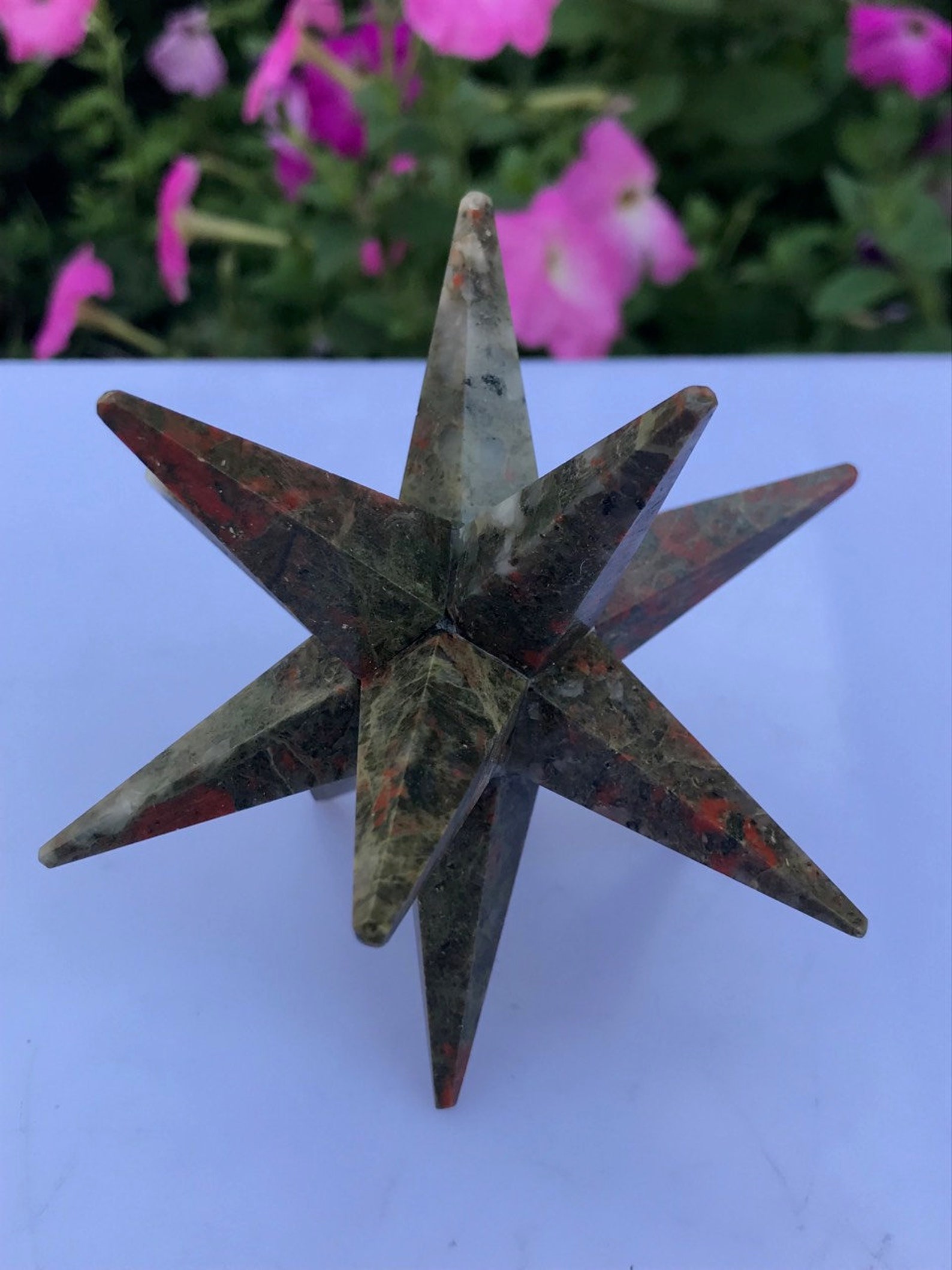 LARGE 12 Point Unakite Merkaba Stone Star Sacred Geometry - Etsy