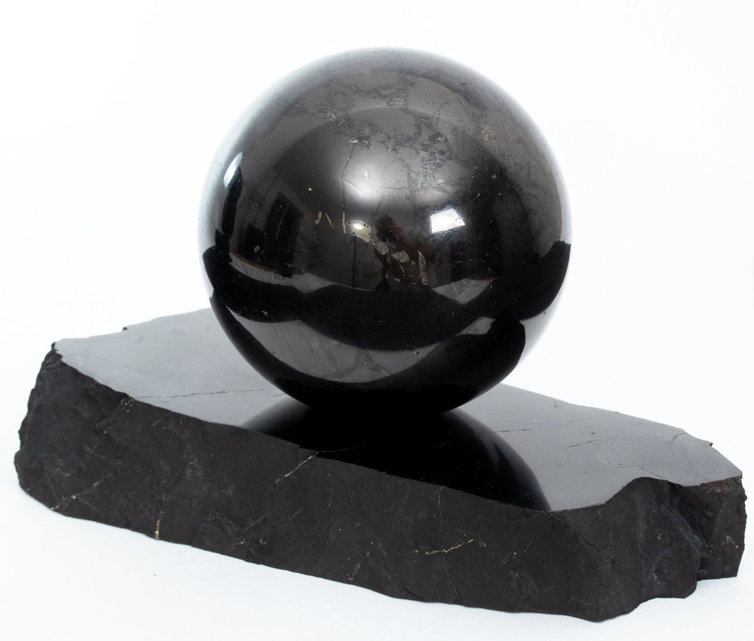 Authentic Shungite Polished Sphere With Stand Ball Specimen - Etsy