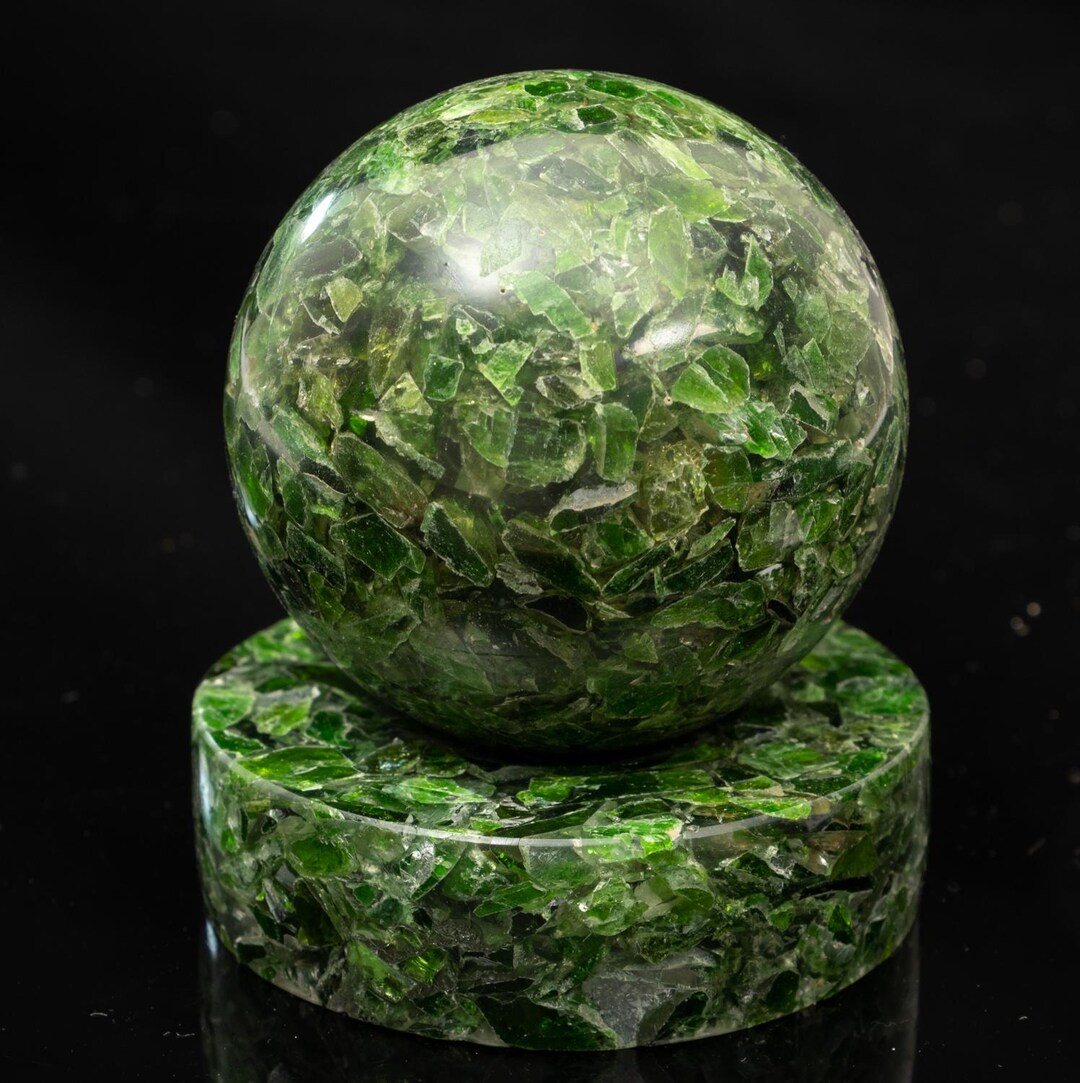 CHROME DIOPSIDE Polished Stone Sphere With Stand 2.52 Inch Chakra ...
