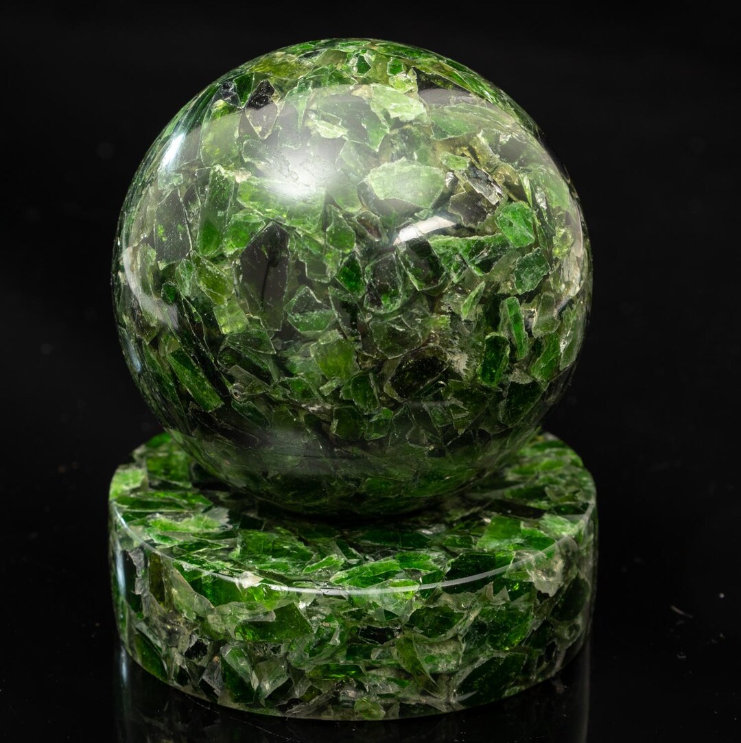 CHROME DIOPSIDE Polished Stone Sphere With Stand 2.64 Inch Chakra ...