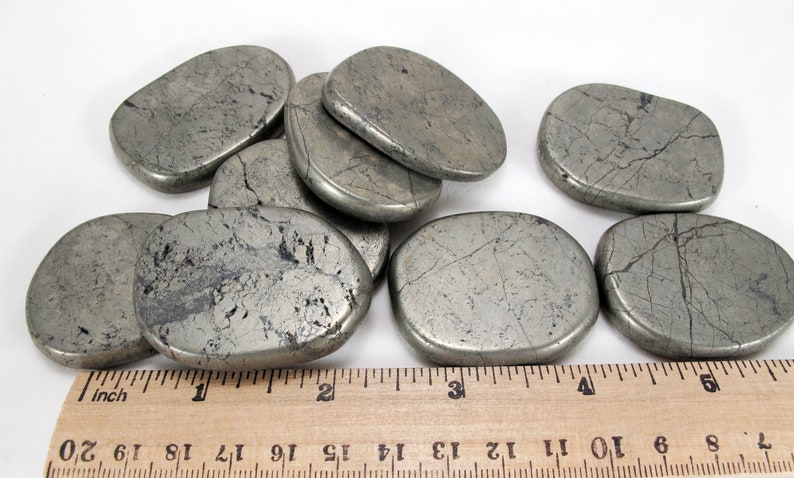 PYRITE Tumbled Flat Palm Stone 0.88 Lbs Polished Pendant | Etsy