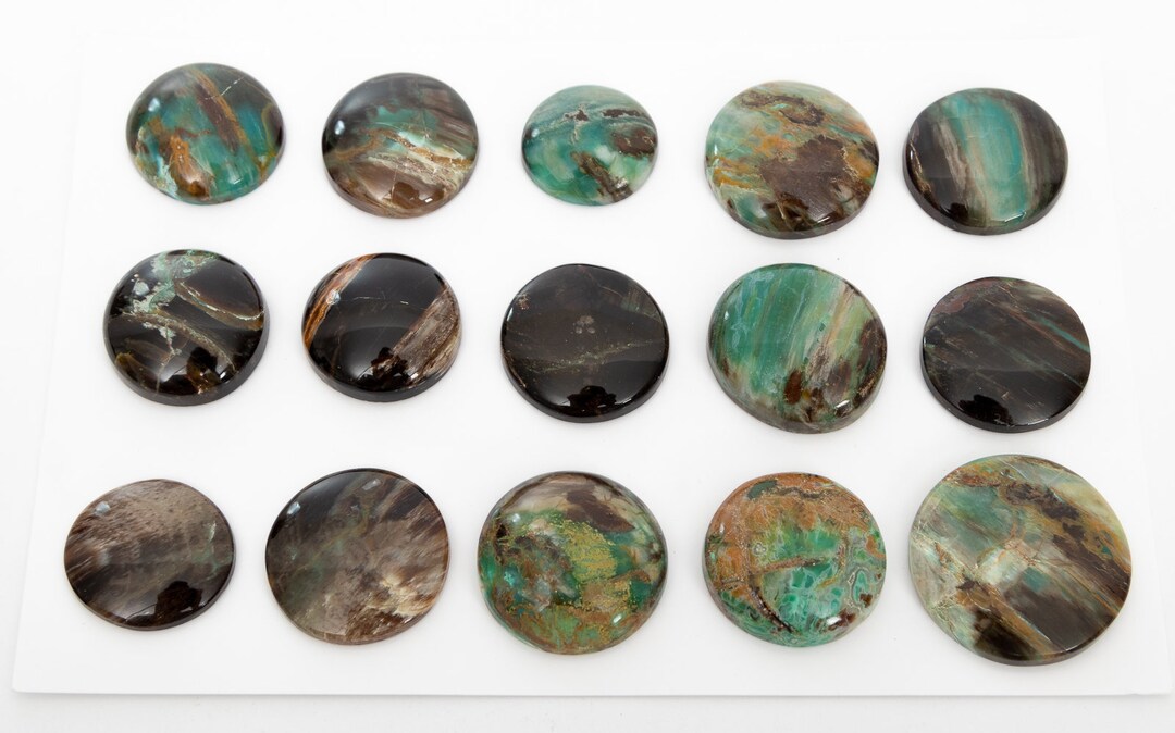 15x RARE Collawood Petrified Wood Chrysocolla Azurite Pendant Cabochon ...