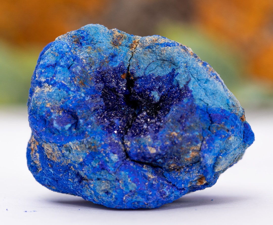 Blue AZURITE Crystal Geode Mineral, Worry Chakra Stone 0.7 Oz Specimen ...