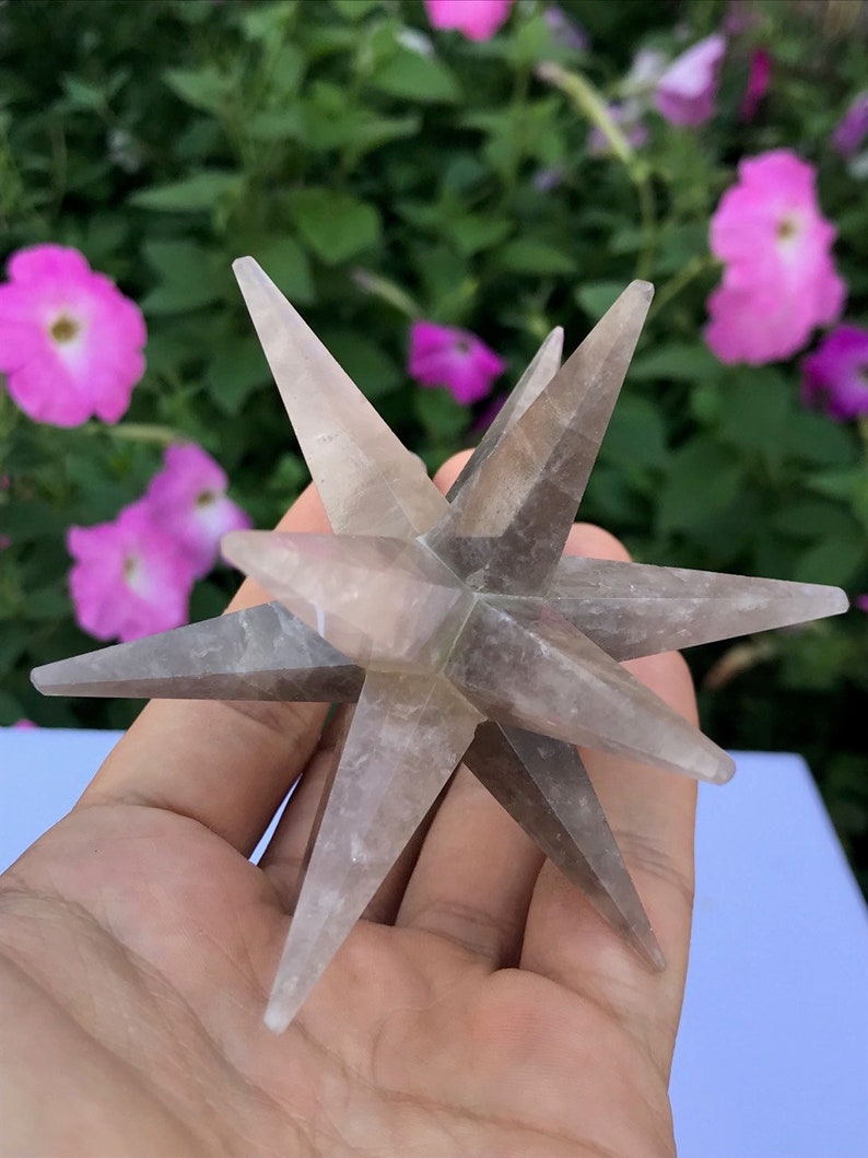 LARGE 12 Point Smoky Quartz Merkaba Stone Star Sacred Geometry | Etsy