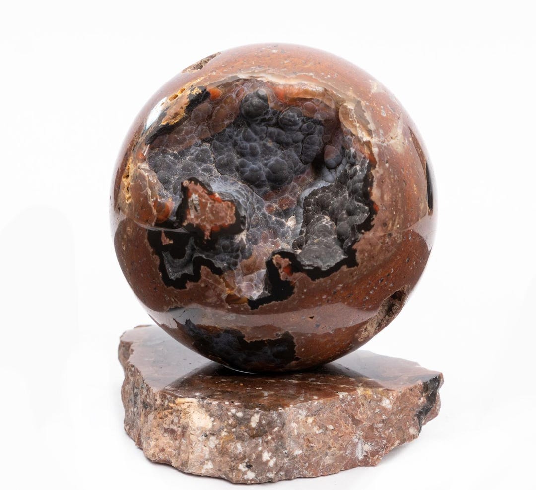 Rare Fire AGATE Botryoidal Geode Sphere Stone 2.83 Inch Chakra Crystal ...