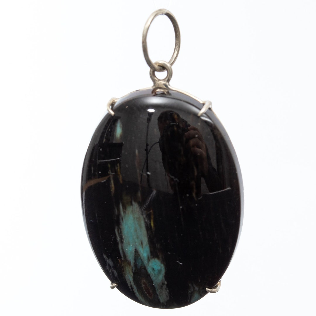 RARE Collawood Petrified Colla Wood Sterling Silver Pendant 28.5 Cts ...