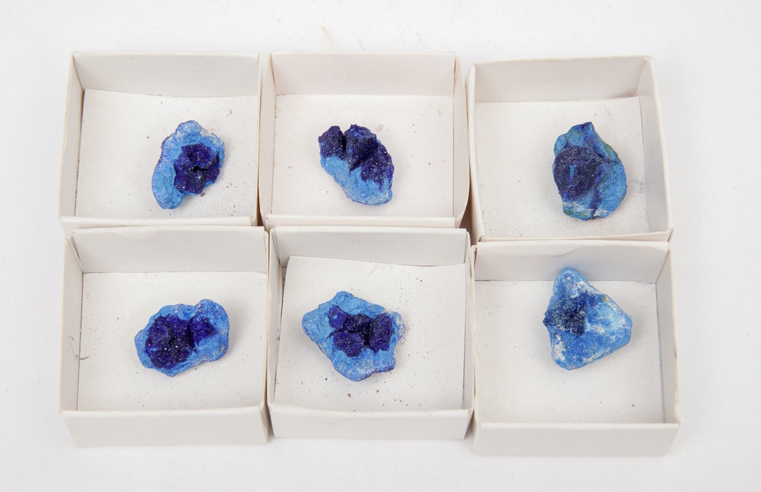 6x Blue AZURITE Crystal Geode 1.06 Oz Worry Chakra Stone Specimen ...