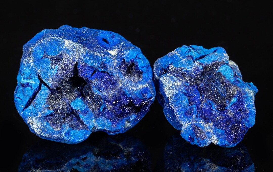 Pair Blue AZURITE Crystal Geode 2.4 Oz Worry Chakra Stone Specimen ...