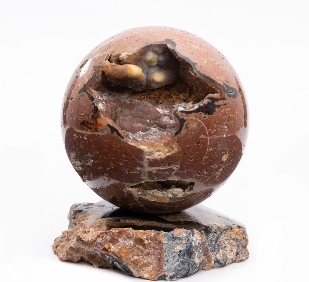Rare Fire AGATE Botryoidal Geode Sphere Stone 3.03 Inch Chakra Crystal ...