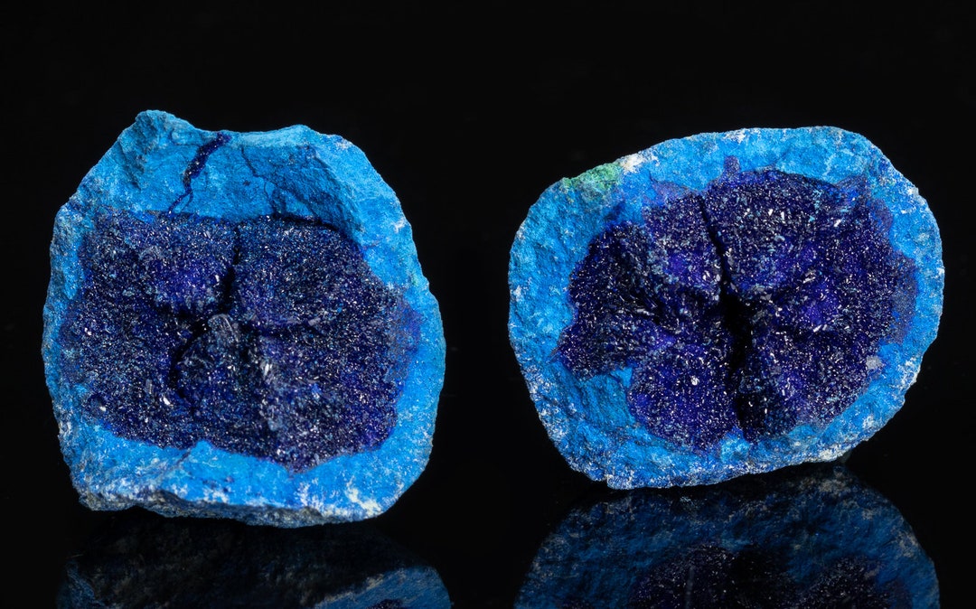 2x Blue AZURITE Crystal Geode 0.78 Oz Worry Chakra Stone Specimen 8525T ...