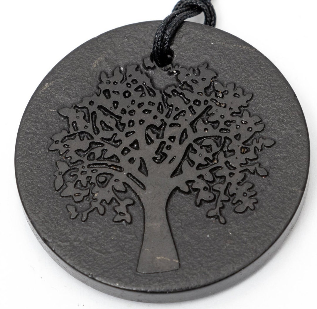 Authentic Shungite Tree of Life 3D Pendant Engraved Polished Healing ...