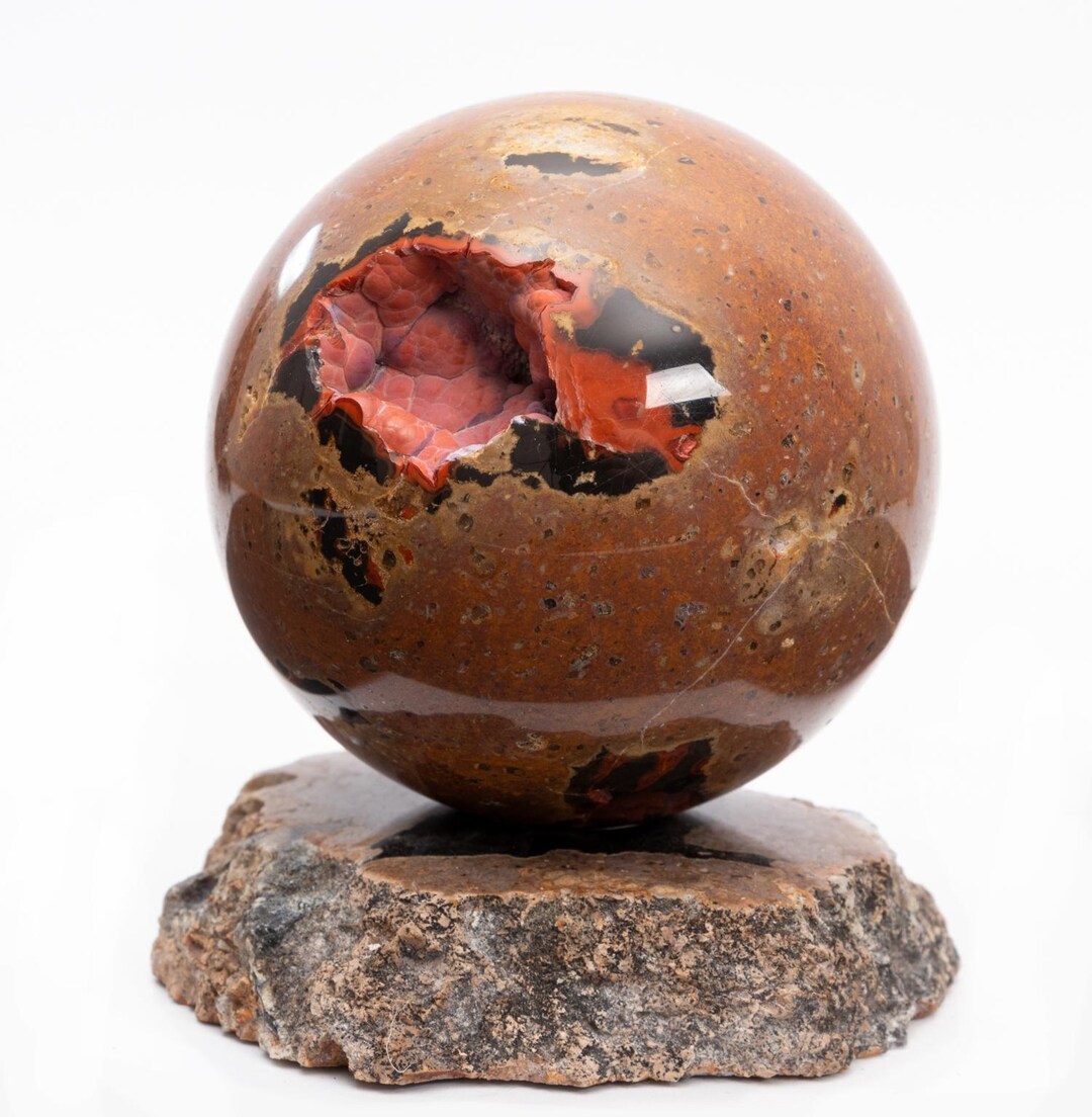 Rare Fire AGATE Botryoidal Geode Sphere Stone 3.15 Inch Chakra Crystal ...