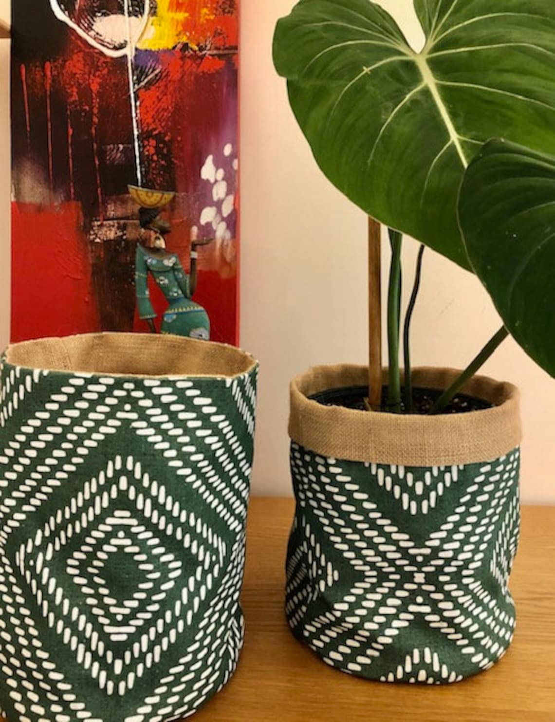 200mm Fabric Planter Pot Cover for Indoor Plants Green and | Etsy