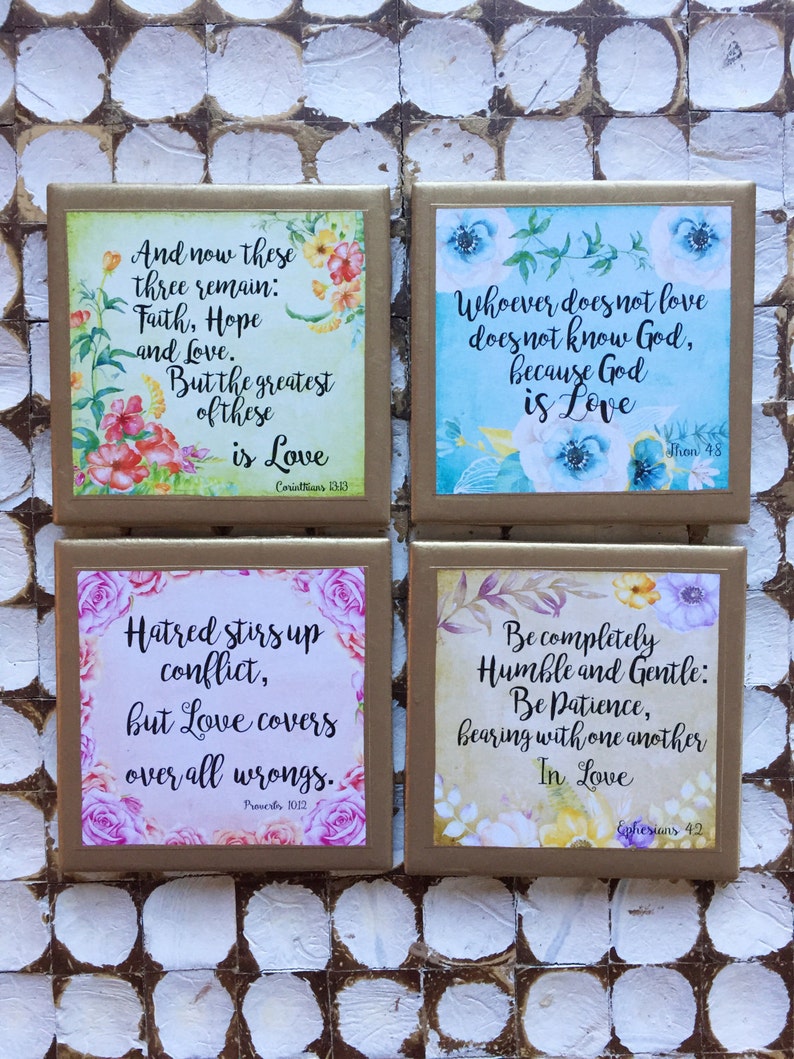 COASTERS Gorgeous Biblical Love Quote Coasters With Gold | Etsy