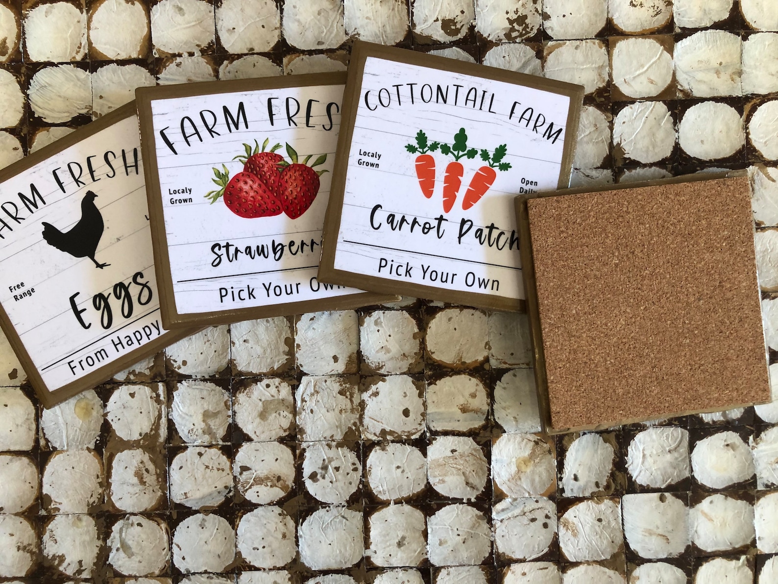 COASTERS Farm Fresh Farmhouse Inspired Coasters With Gold - Etsy