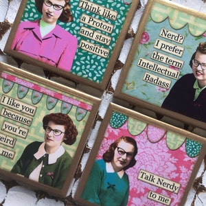 COASTERS!! Set of Funny Nerdy Sayings Coasters With Gold Trim - Etsy