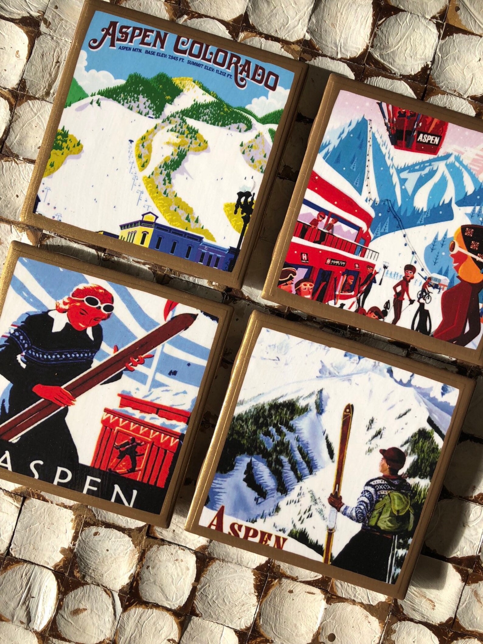 COASTERS Vintage Aspen Colorado Travel Posters Set of - Etsy