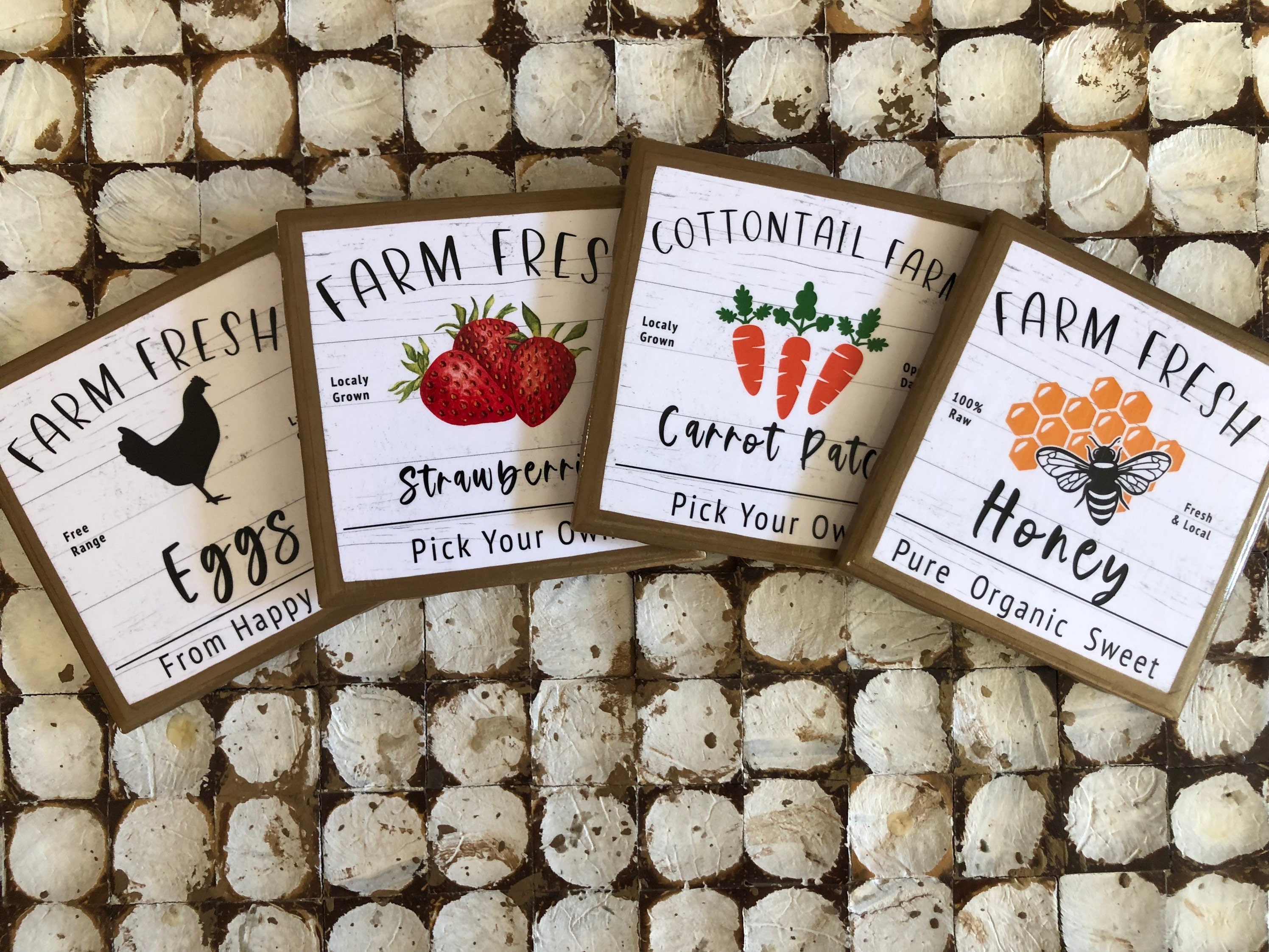 COASTERS Farm Fresh Farmhouse Inspired Coasters With Gold - Etsy