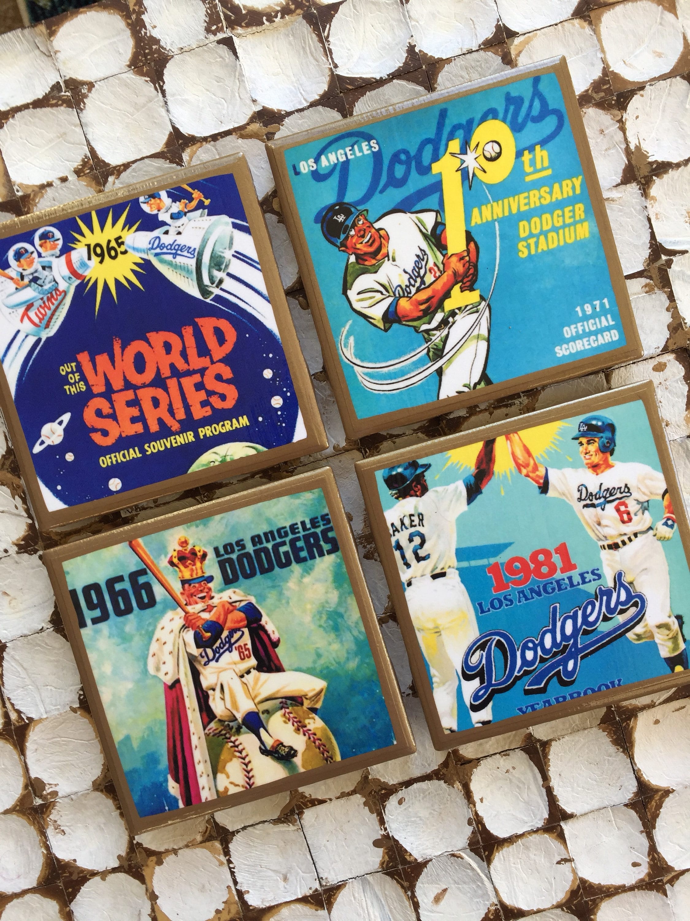 COASTERS! LA Vintage Baseball Program Cover Coasters With Gold Trim - Etsy