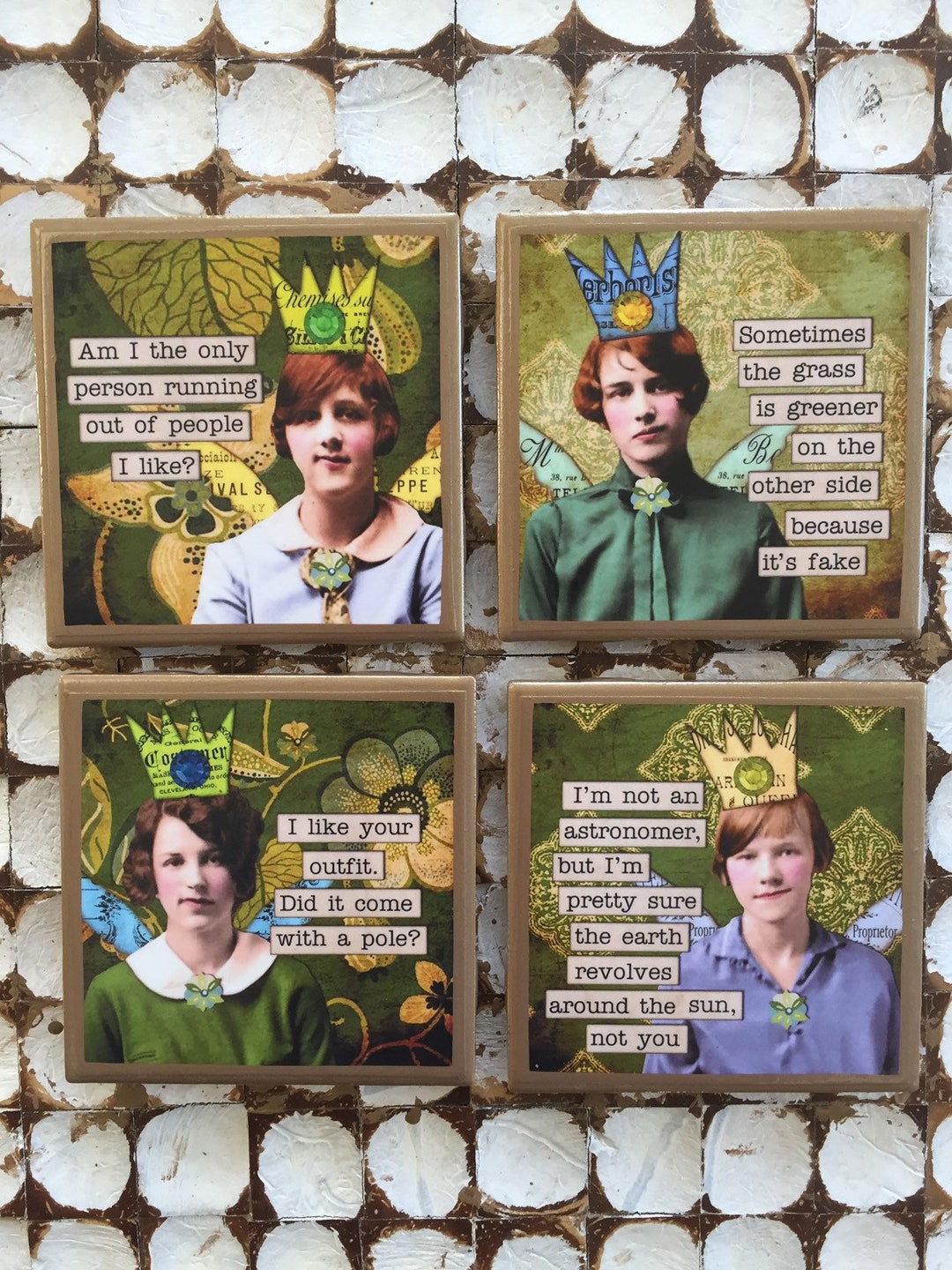 COASTERS! Funny Snarky Coasters With Gold Trim - Etsy