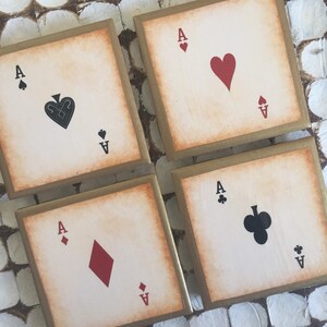 COASTERS!! Set of 4 Aces Playing Cards Coasters! Perfect for Game Room ...