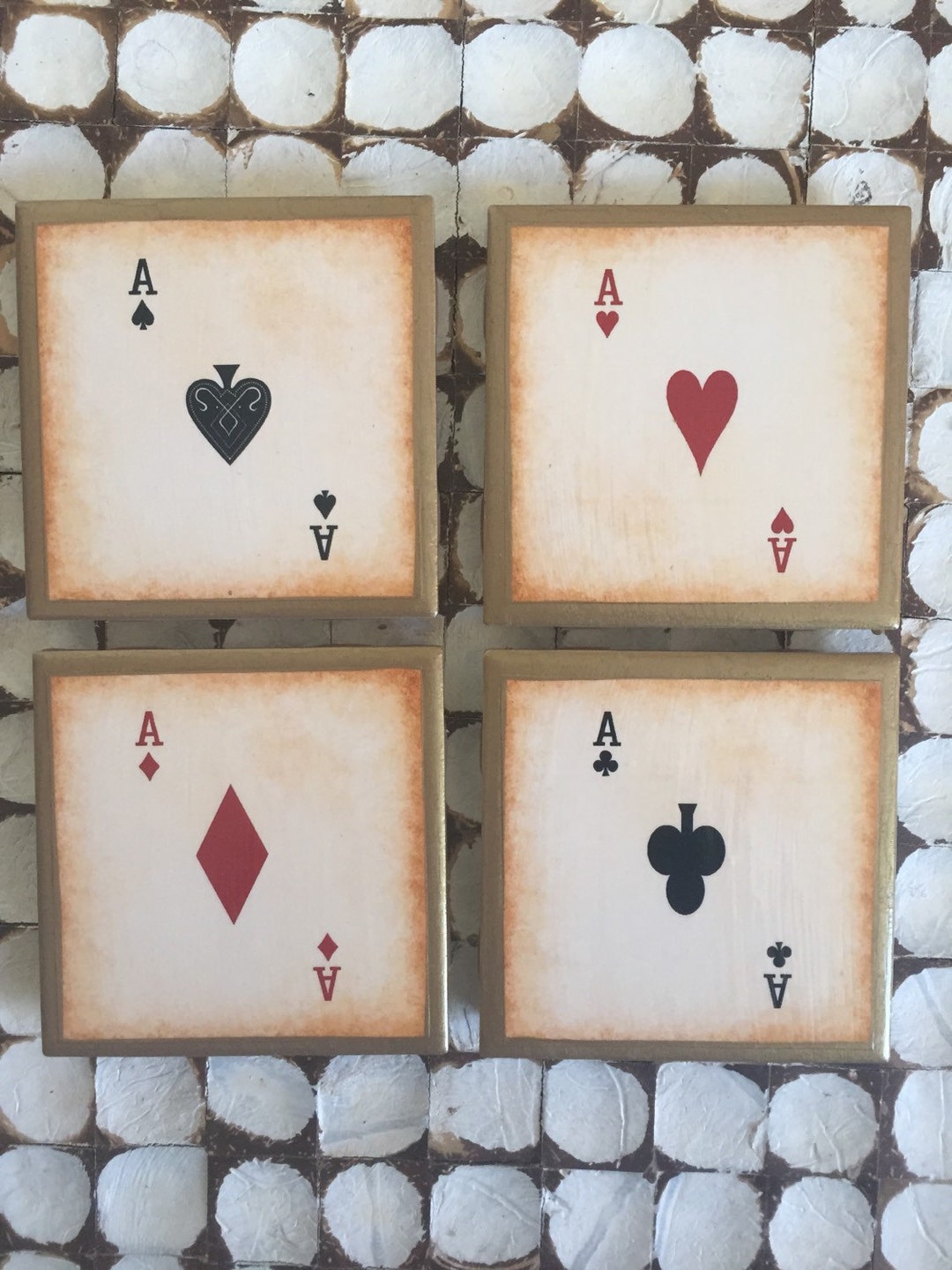 COASTERS!! Set of 4 Aces Playing Cards Coasters! Perfect for Game Room ...