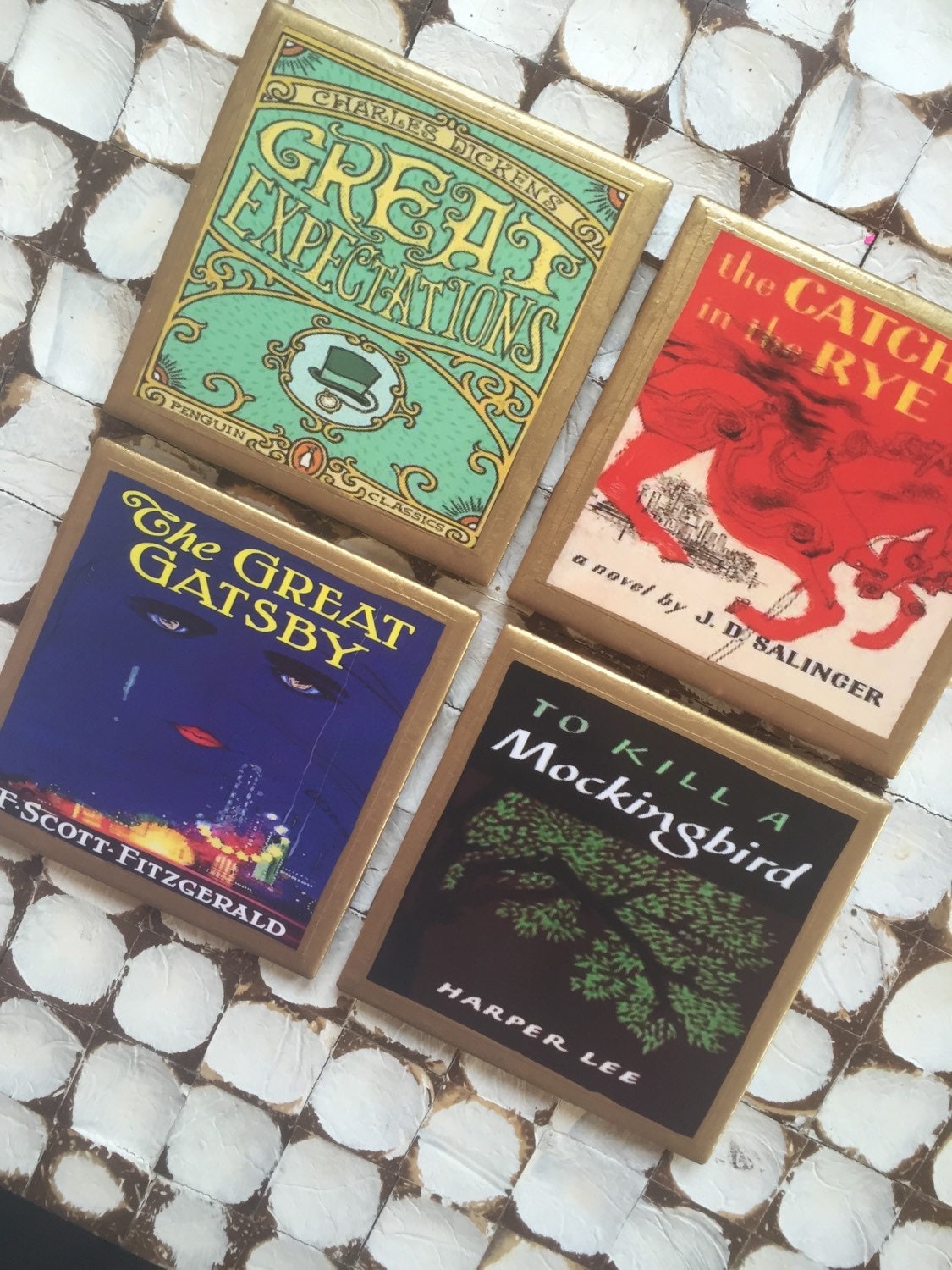 COASTERS the Classic Book Coasters With Gold Trim. the | Etsy