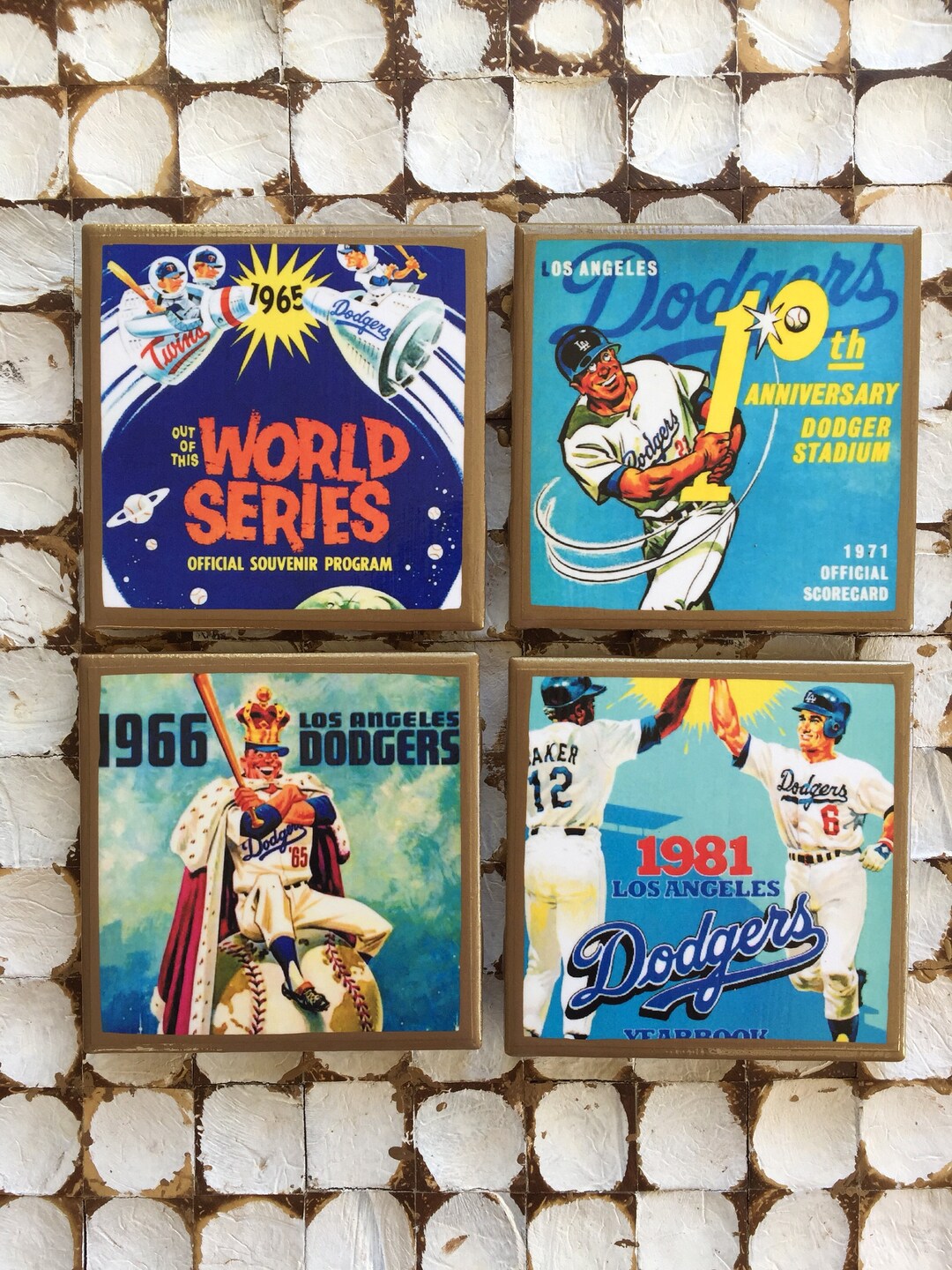 COASTERS! LA Vintage Baseball Program Cover Coasters With Gold Trim - Etsy