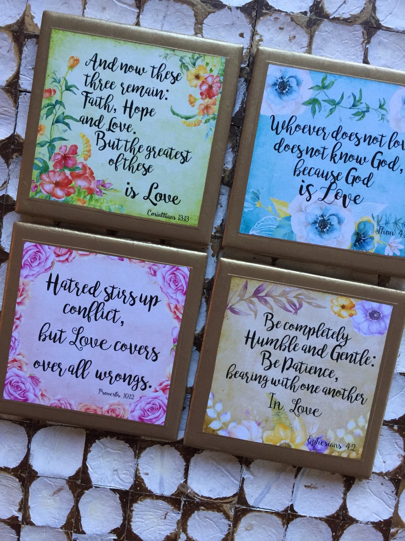 COASTERS Gorgeous Biblical Love Quote Coasters With Gold | Etsy