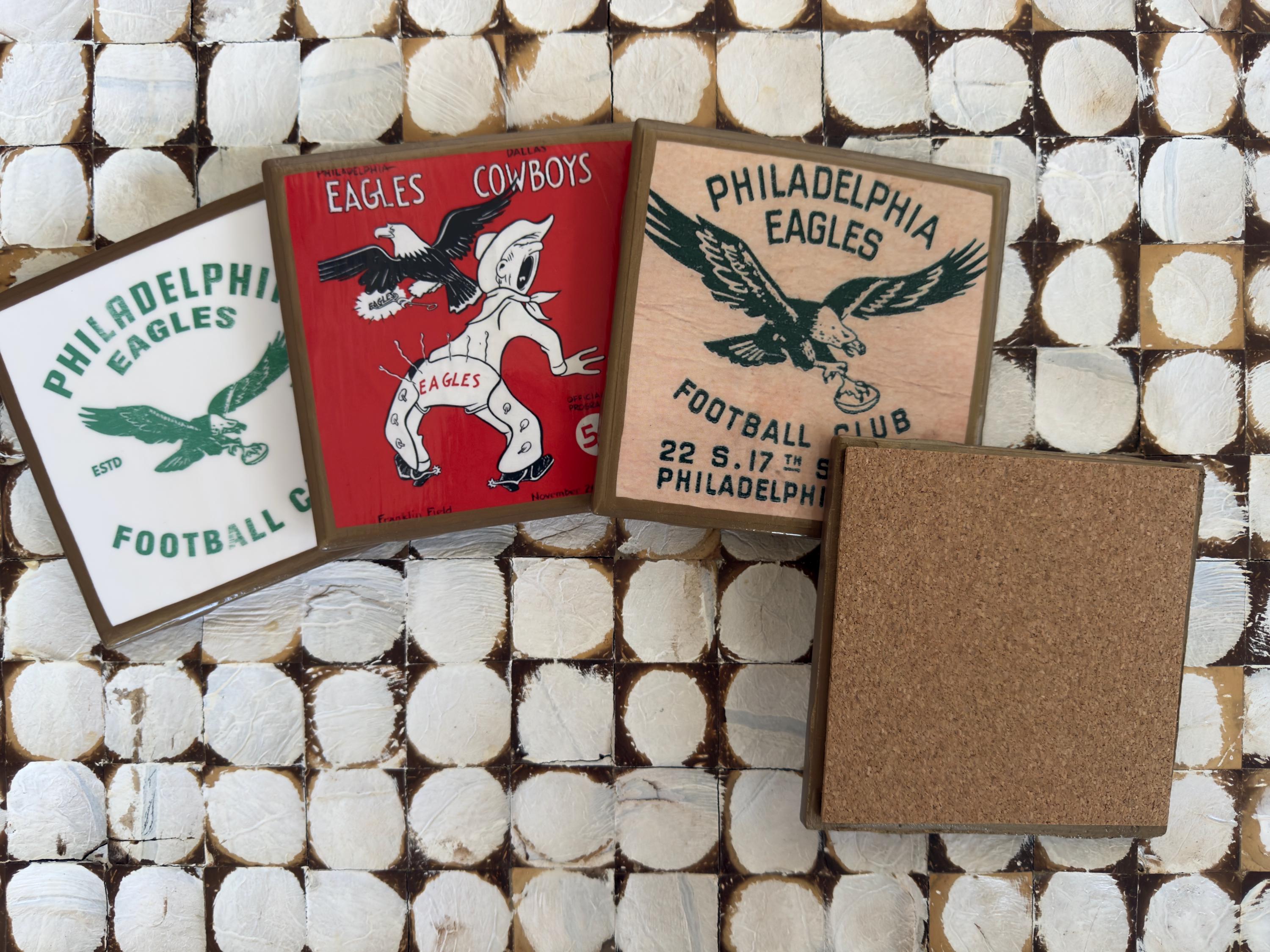 COASTERS! Vintage Philadelphia Football Program Cover Coasters With ...