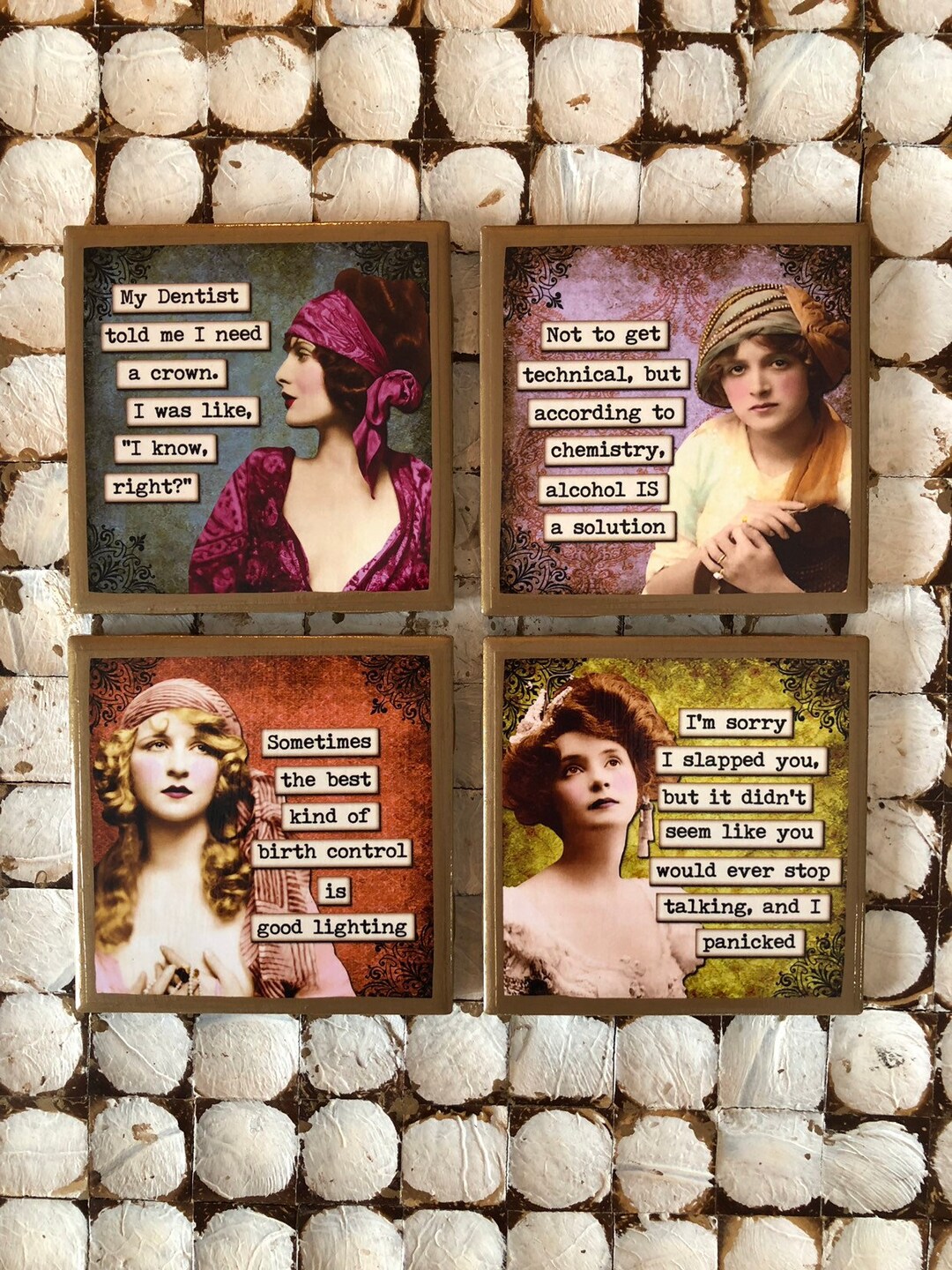 COASTERS! Hilarious and Sassy Set of Coasters With Gold Trim - Etsy