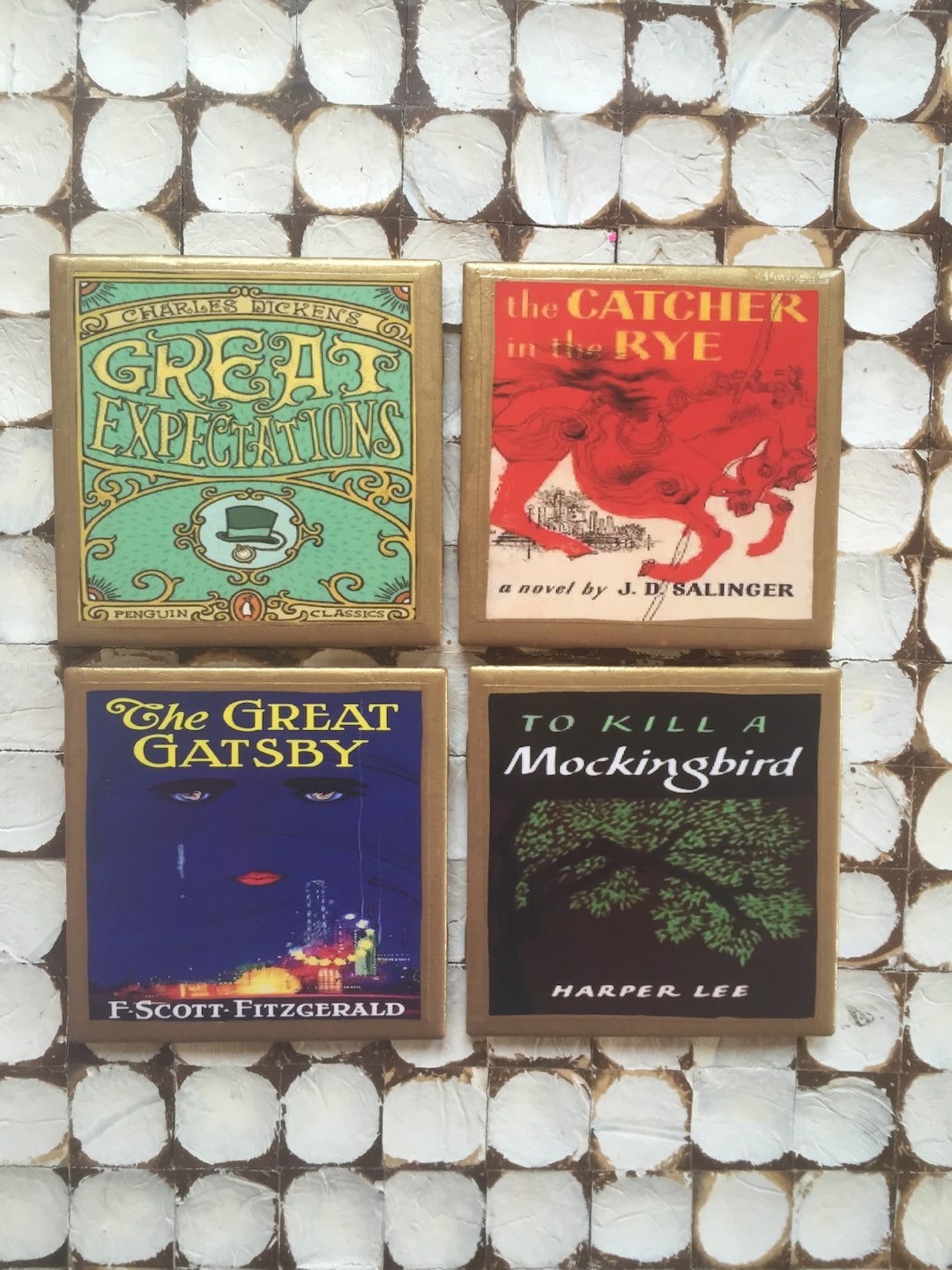 COASTERS the Classic Book Coasters With Gold Trim. the Catcher in the ...