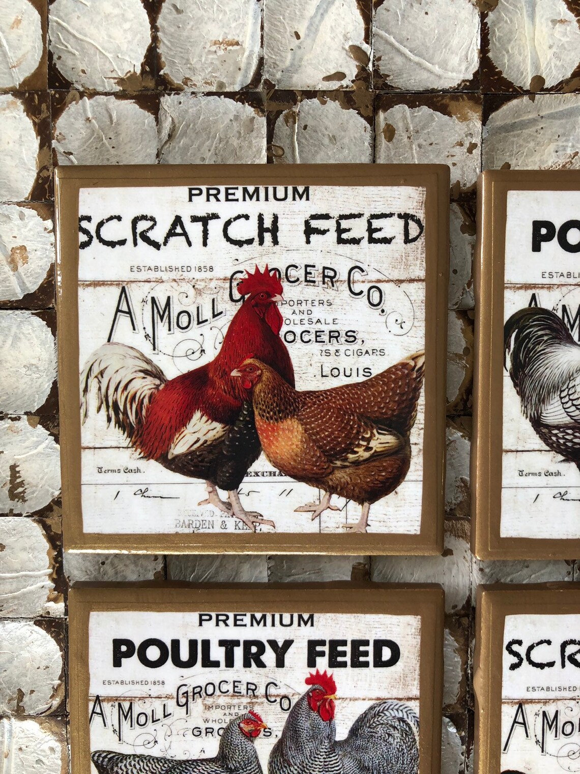 COASTERS Chickens and roosters farmhouse style coasters with | Etsy