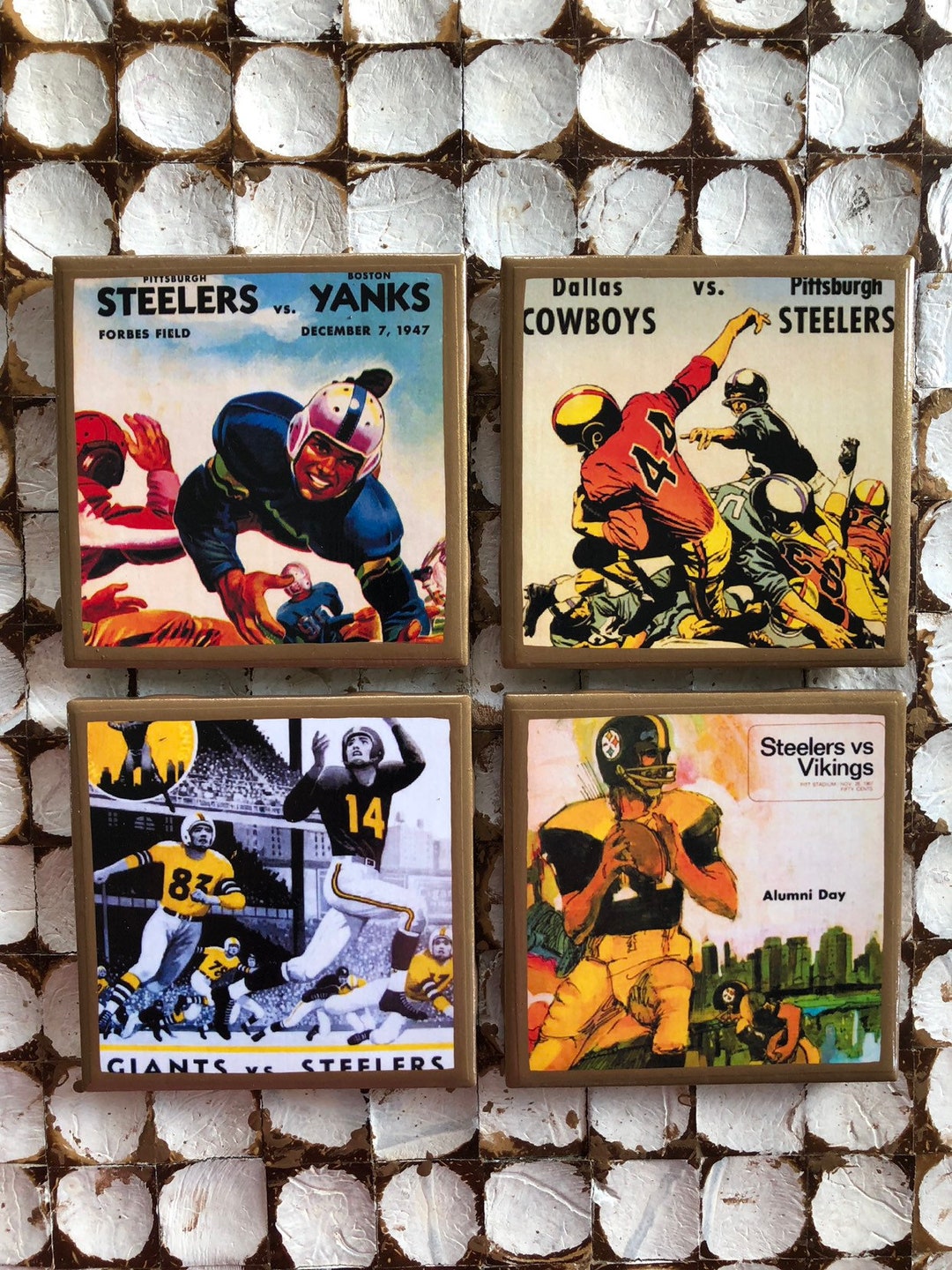 COASTERS! Pittsburgh Vintage Program Cover Coasters With Gold Trim - Etsy