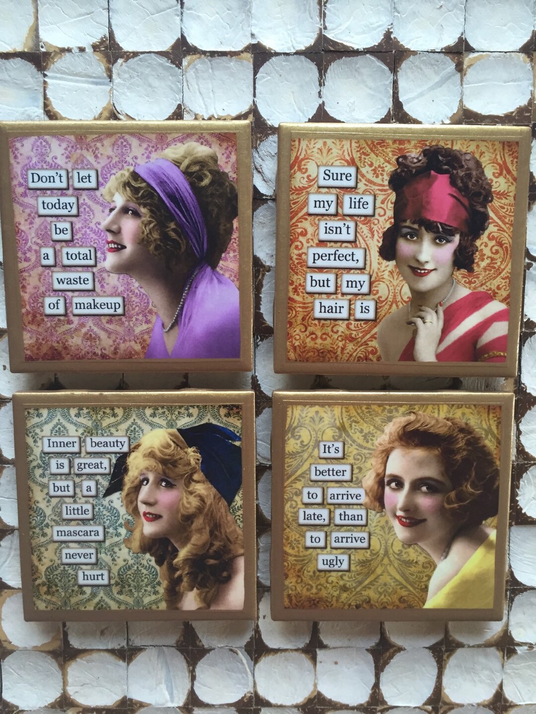 COASTERS! Hilarious Sassy Gals Coasters With Gold Trim - Etsy