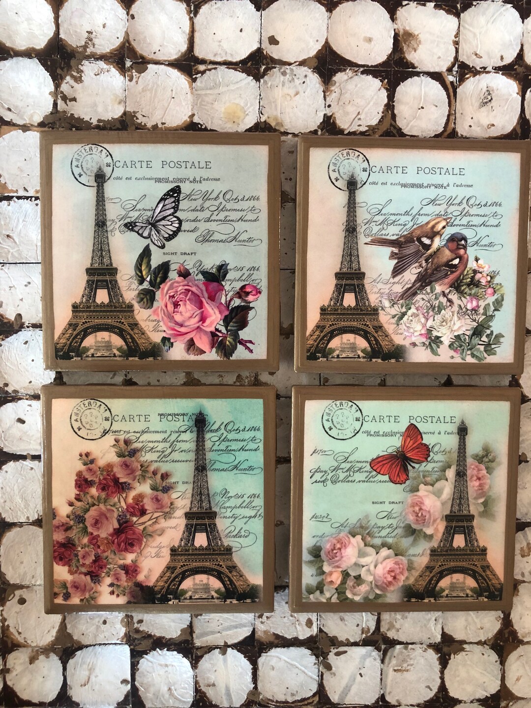 COASTERS! Eiffel Tower Paris Coasters With Gold Trim - Etsy