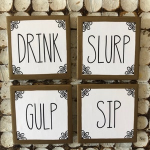 COASTERS! Drink, Slurp, Sip and Gulp Coasters With Gold Trim - Etsy