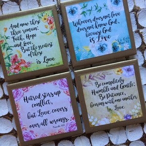 COASTERS!! Gorgeous Biblical Love Quote Coasters With Gold Trim - Etsy