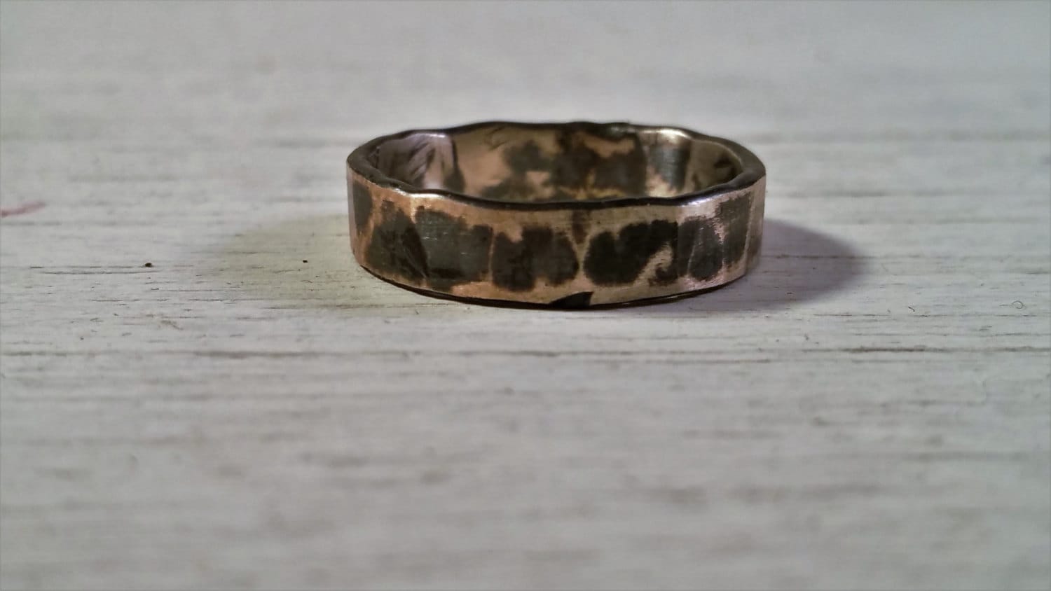 Thick Set Hammered sterling silver ring which has then been | Etsy